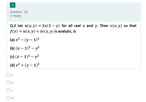 Solved 8 Question 1 Point Q 2 Let U X Y 2x 1 Y For