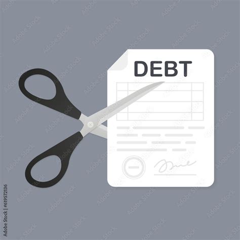 Paper Cut Debt Bills Cutting With Scissors Investment Risk And