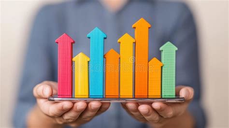 Colorful Bar Graph On A Smartphone Representing Growth And Progress In Business Stock Image