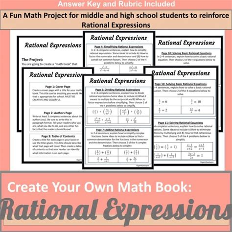 Rational Expressions Project Booklet Simplify Multiply Divide Add And Solve