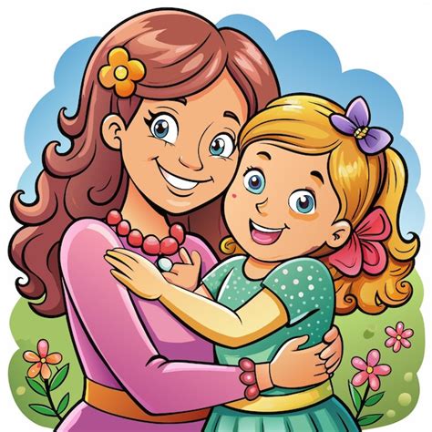 Una Foto De Una Madre Abrazando A Su Hija Vector Premium