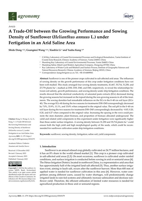 Pdf A Trade Off Between The Growing Performance And Sowing Density Of
