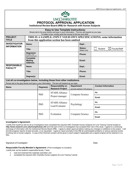 General Irb Sample Uncc