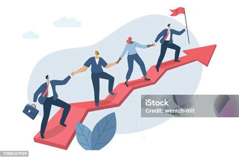 기업인들의 팀워크와 직원들의 단합 뛰어난 기업 리더십 투자 성장 기업인 팀은 치솟는 화살을 쫓아 올라가고 있습니다 팀워크에 대한
