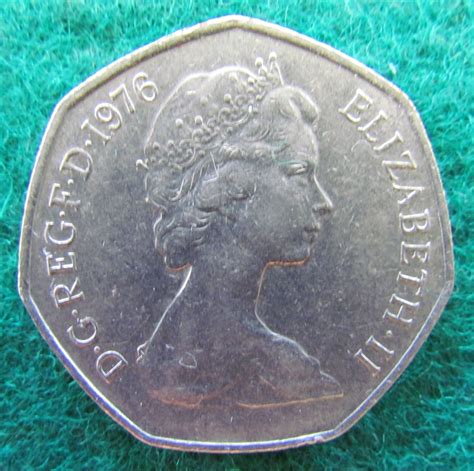 Gb British Uk English 1976 50 New Pence Queen Elizabeth Ii Coin