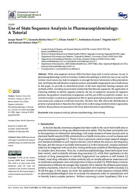 Pdf Use Of State Sequence Analysis In Pharmacoepidemiology A Tutorial