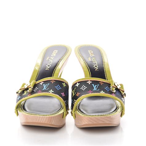 Louis Vuitton Monogram Multicolor Slides 39 5 Black 535437