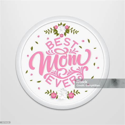 손을 벽에 둥근 프레임에 그려진된 글자 최고의 엄마도 꽃 요소와 꽃 우아한 현대 필기 서 예 엄마 데가 카드 초대장 인쇄 등
