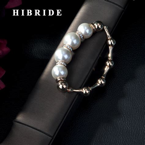 Hibride Classic Rose Gold Color Mona Lisa Bracelets Bangles With Pearl
