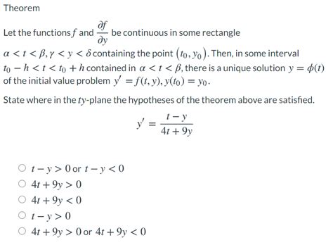 Solved Theorem Of Let The Functionsf And Be Continuous In