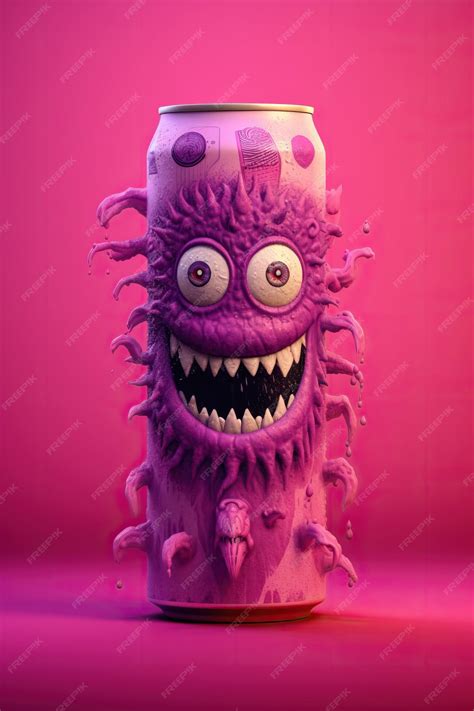 Premium Photo Cute Image Of The Monster Drink With Monster Eyes And Teeth