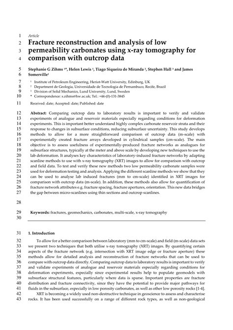 Pdf Fracture Reconstruction And Analysis Of Low Permeability Carbonates Using X Ray Tomography