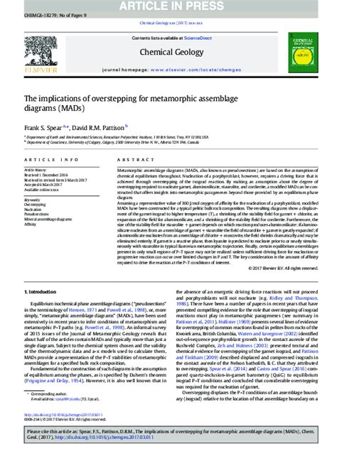 Pdf The Implications Of Overstepping For Metamorphic Assemblage