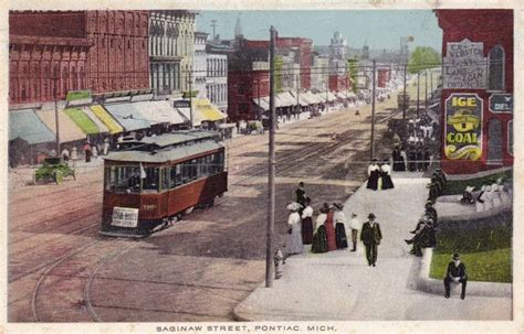 Streetcar Saginaw Street Pontiac Michigan Postmarked 1913 Saginaw
