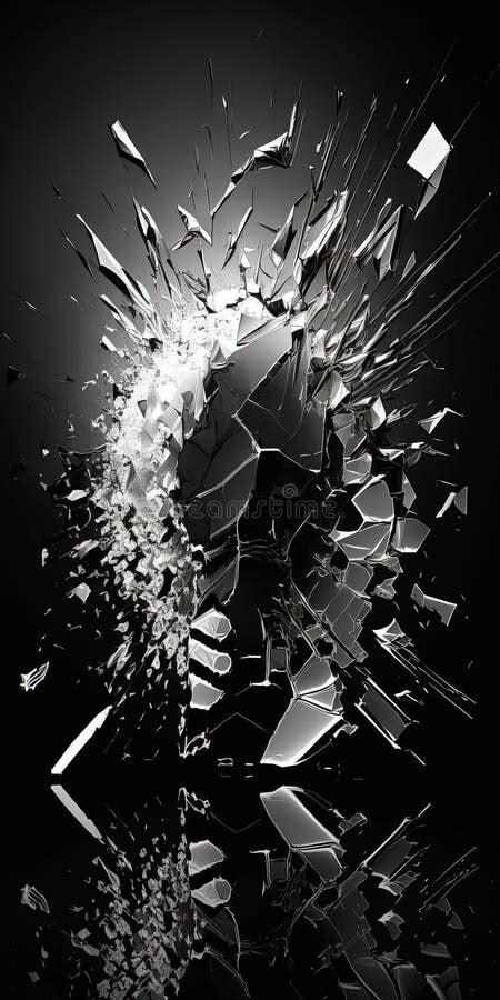 Beautiful Abstract Illustration Glass Explosion Black And White
