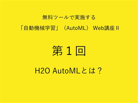 H2o Automl とは？ セールスアナリティクス