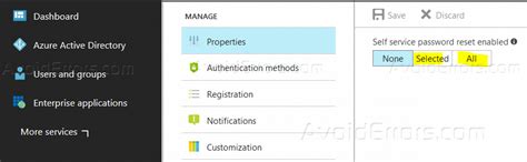 Enable Self Service Password Reset Sspr In Office 365 Avoiderrors