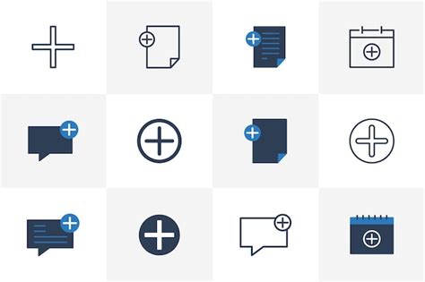premium vector plus icon set in circle document notepad message