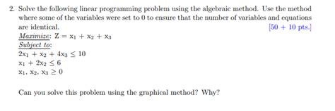 Solved Solve The Following Linear Programming Problem Chegg