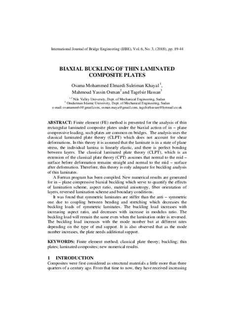 Pdf Biaxial Buckling Of Thin Laminated Composite Plates