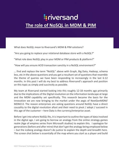 The Role Of Nosql In Mdm And Pim