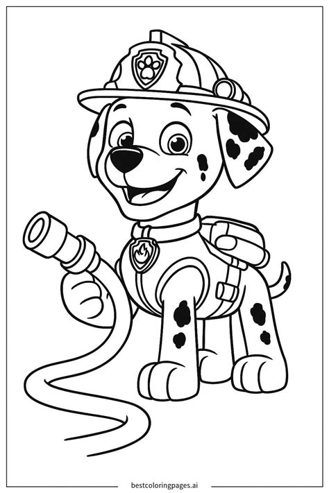 Marshall With A Fire Hose Paw Patrol Coloring Page Coloring Page