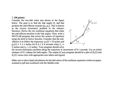 2 50 Points Consider The Two Link Robot Arm Shown