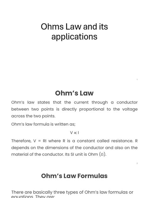 Ohms Law And Its Applications Pdf
