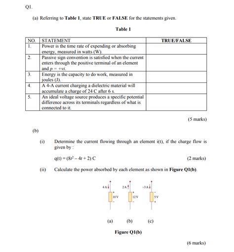 Solved Q A Referring To Table State TRUE Or FALSE For Chegg Com