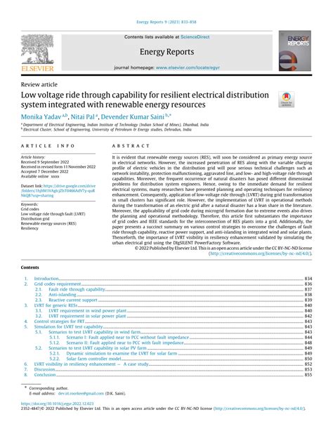 Pdf Low Voltage Ride Through Capability For Resilient Electrical Distribution System