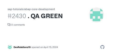 Qa Green · Issue 2430 · Sap Tutorialsabap Core Development · Github