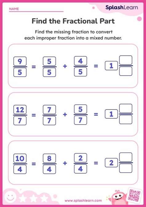 The Missing Fractional Part — Printable Math Worksheet
