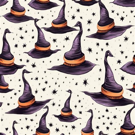 Premium Photo A Close Up Of A Pattern Of Witches Hats On A White Background Generative Ai