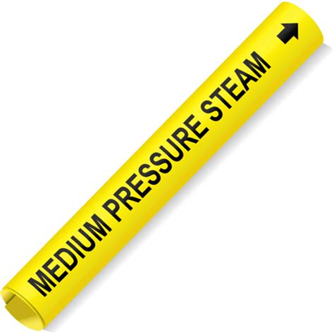 coiled pipe marker medium pressure steam yellow asme a13 1