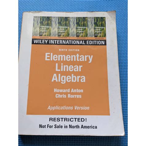 線性代數elementary Linear Algebra Anton 蝦皮購物
