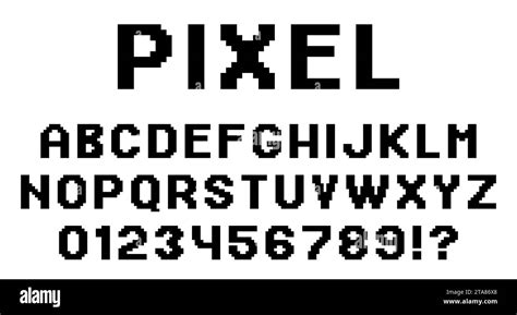 Pixel Alphabet Letters And Numbers Set In Retro 8 Bit Style Modern Stylish Fonts Or Typeface