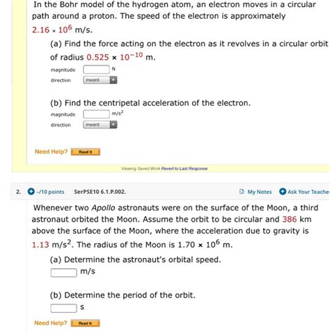 Solved In The Bohr Model Of The Hydrogen Atom An Electron