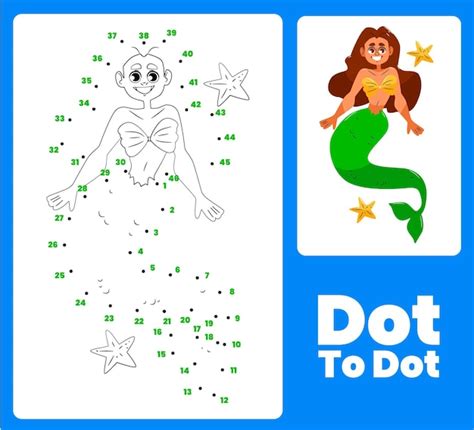 Mermaid Dot To Dot Printable Worksheets