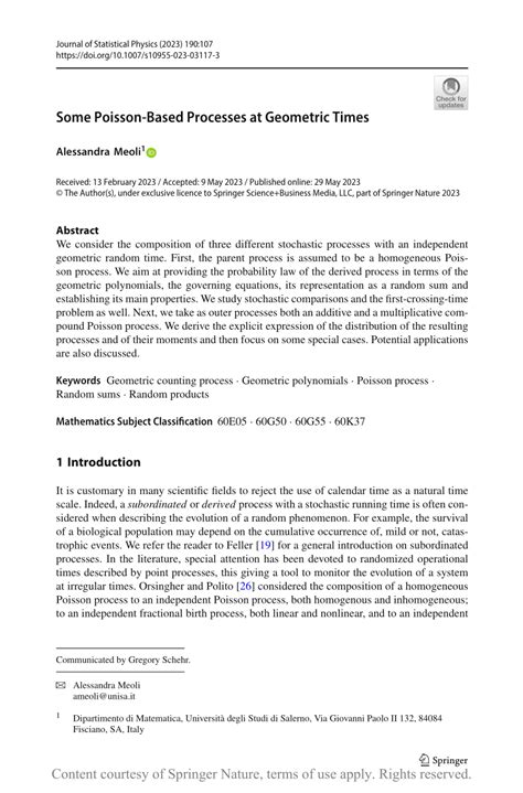 Some Poisson Based Processes At Geometric Times