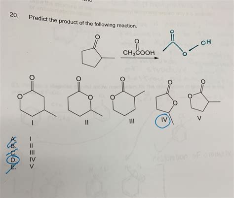 Solved 20. Predict the product of the following reaction. | Chegg.com