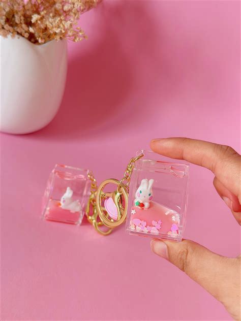 Boba Keychains Bubble Tea Keychains Cute Bunny Liquid Keychains Bag