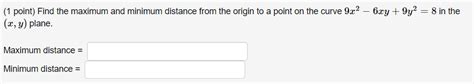 Solved Point Find The Maximum And Minimum Distance From Chegg