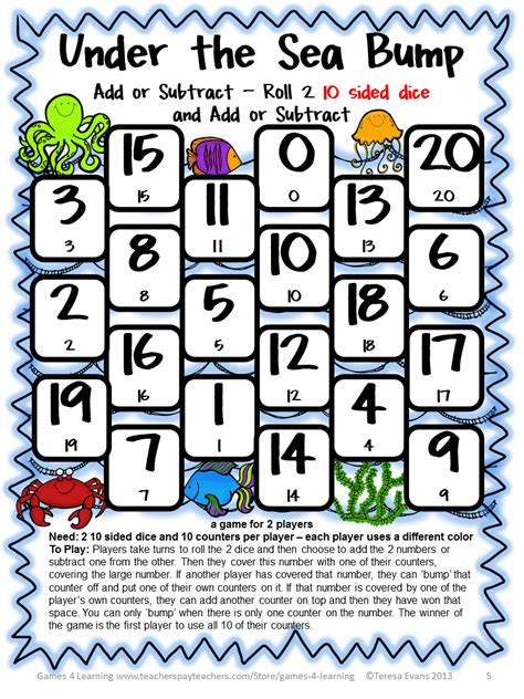 Bump Math Game Free Printable