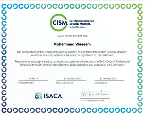 Mohammed Waseem On Linkedin Cism Isaca Informationsecurity