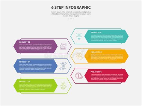 6 Points Template Infographic Outline Style With 6 Point Step Template With Long Hexagon Shape