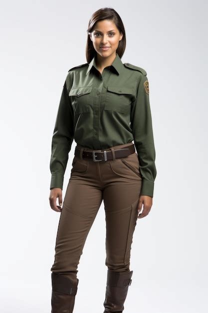 Premium Photo Portrait Of A Female Park Ranger In Uniform