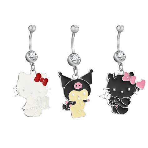 Hello Kitty Navel Belly Piercing Jewelry 316l Surgical Steel Cartoon