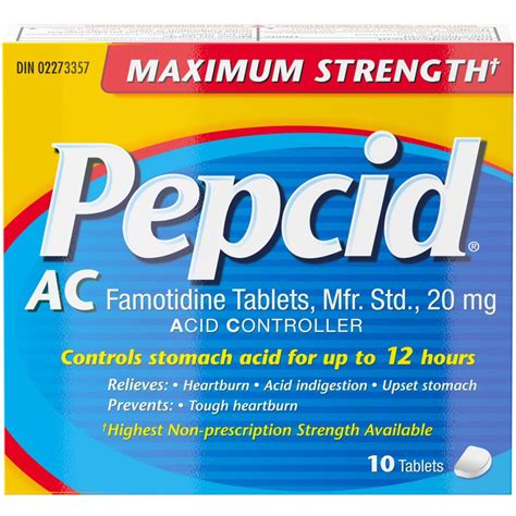 Maximum Strength Pepcid Ac 10 Ct Tablets For Heartburn Relief 20 Mg