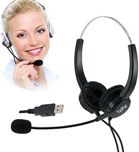 Buy TelPal Corded Hands Free Call Center Noise Cancelling Binaural USB Headset Headphones With