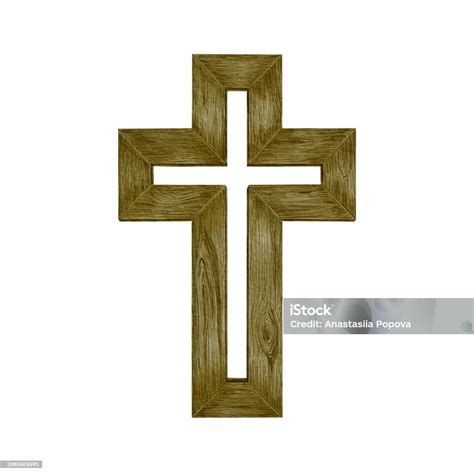 Christliches Kreuz Aus Holz Aquarellcliparts Schlichter Minimalismus
